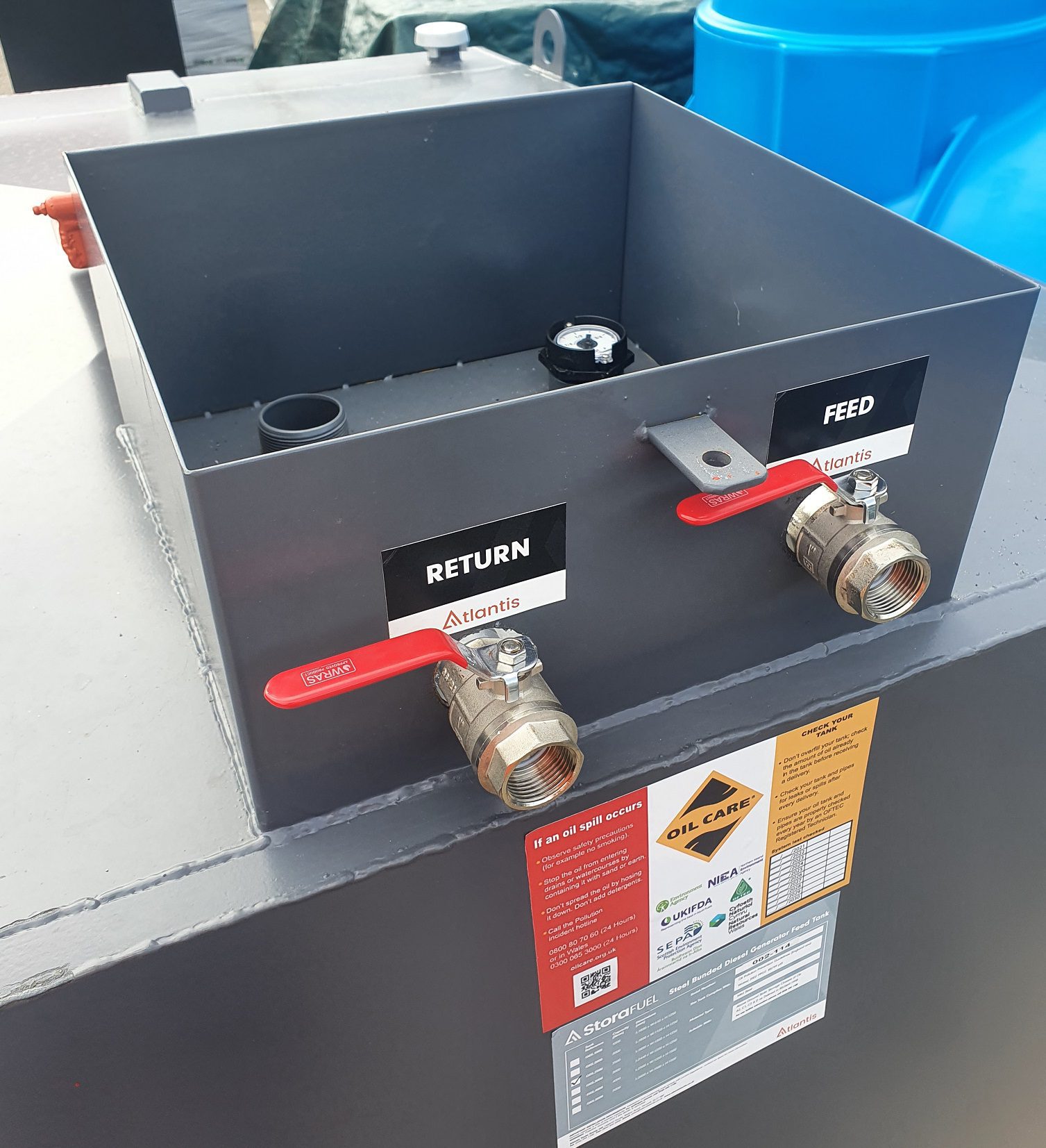 2500 Litre Steel Bunded Diesel Generator Feed Tank - Oil and Fuel Spill ...