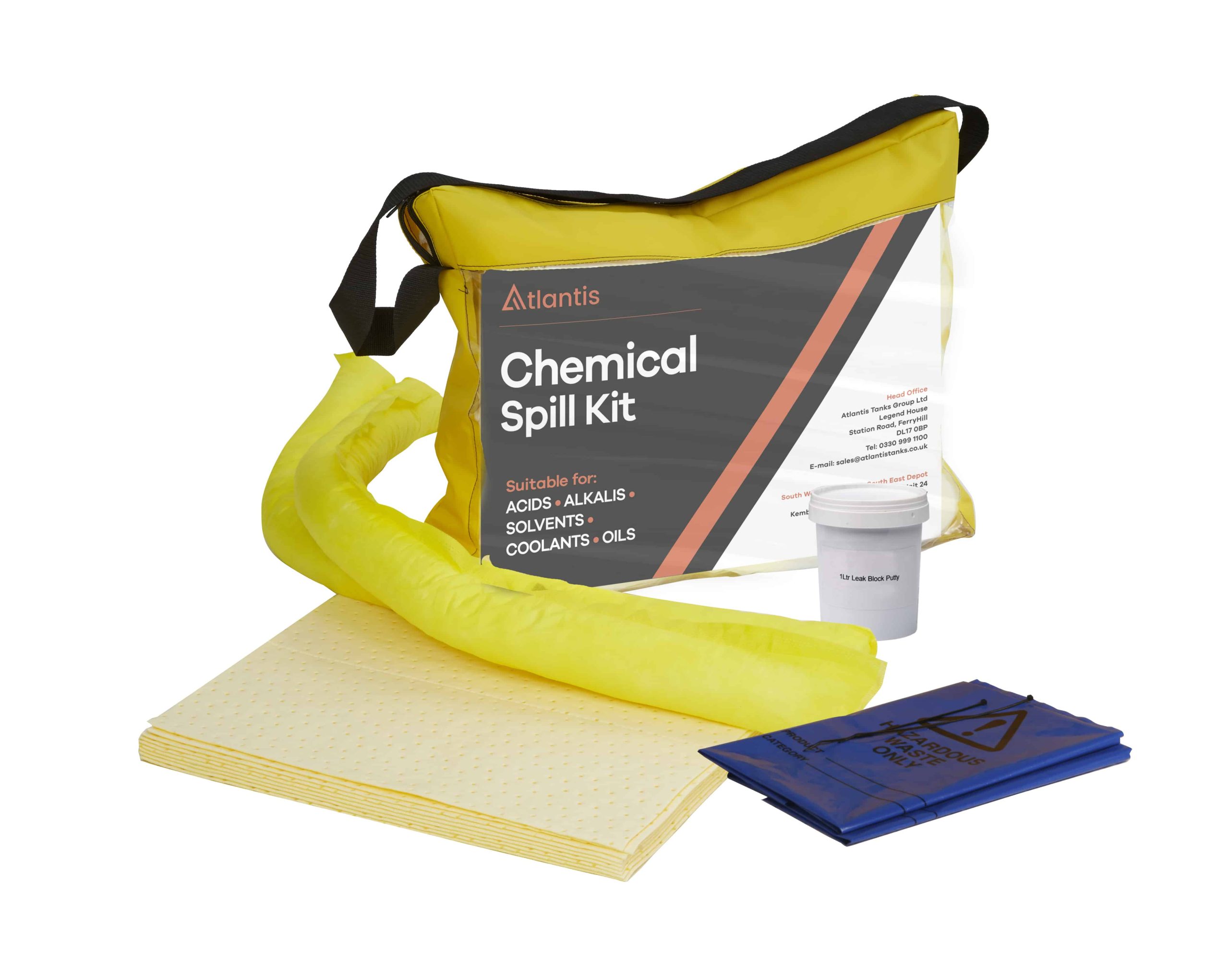 Chemical Absorbent Spill Kit 50 Litre Holdall Bag with Putty - Oil and ...