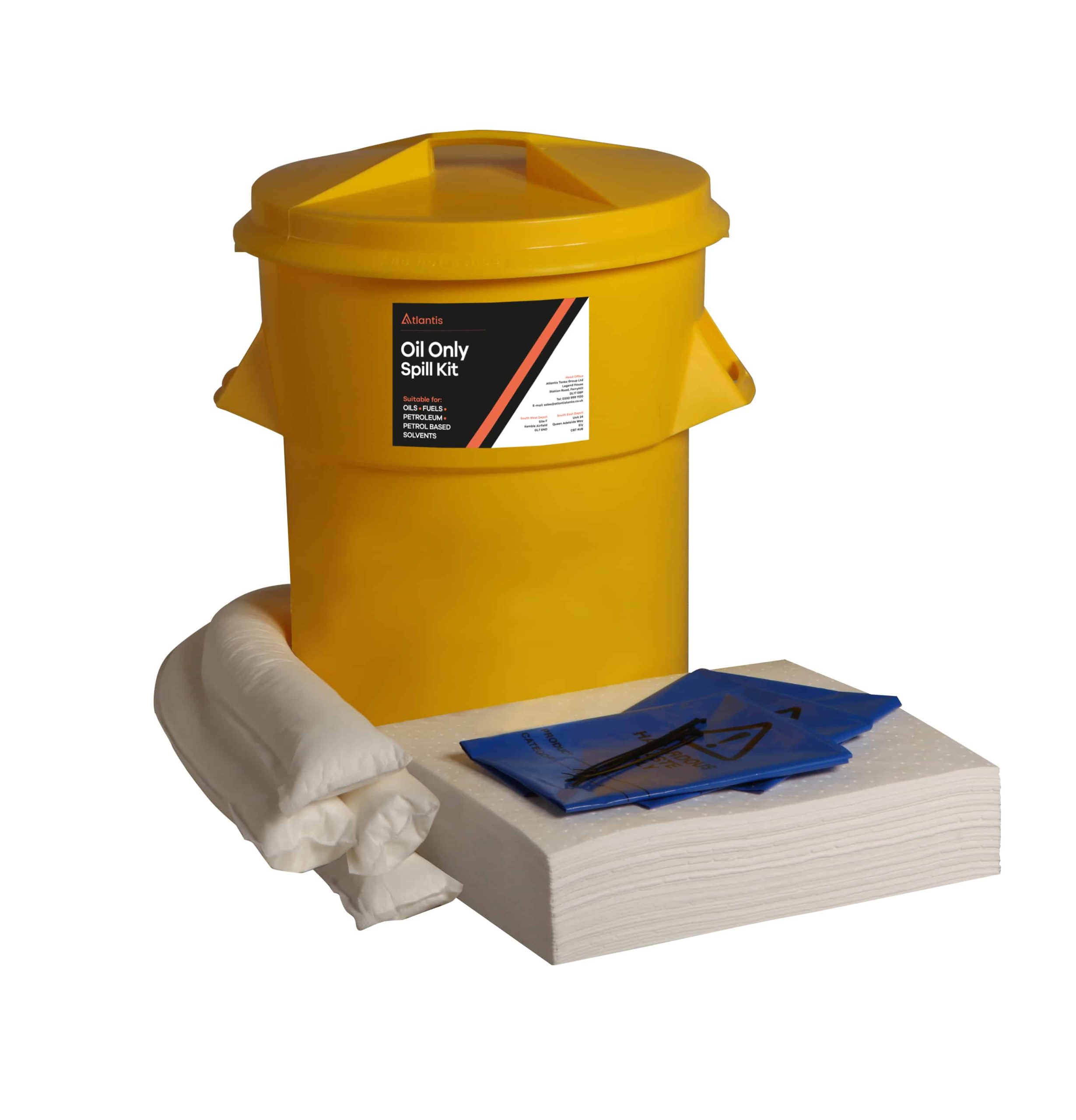 Oil Only Absorbent Spill Kit 80 Litre Static Bin - Oil and Fuel Spill ...