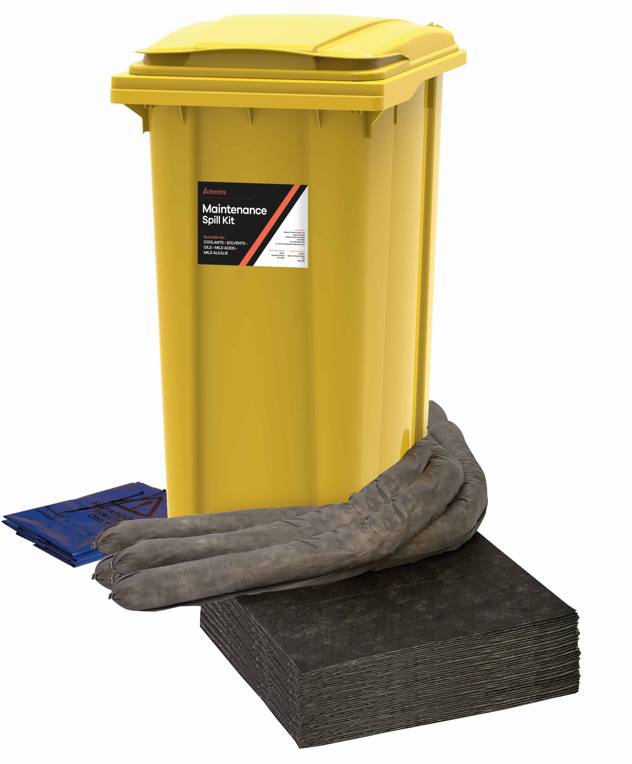 Maintenance Absorbent Spill Kit 360 Litre Wheeled Bin - Oil and Fuel ...