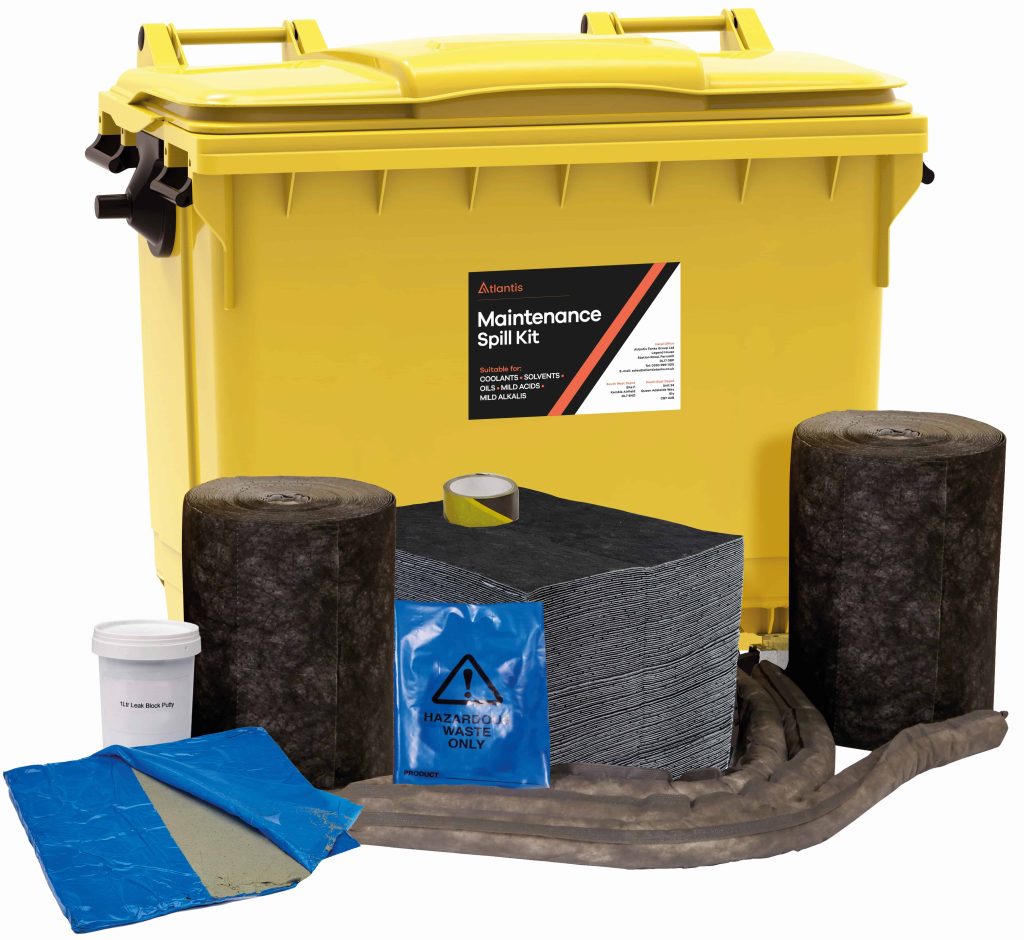 Maintenance Absorbent Spill Kit 800 Litre 4 Wheeled Bin with Drain ...