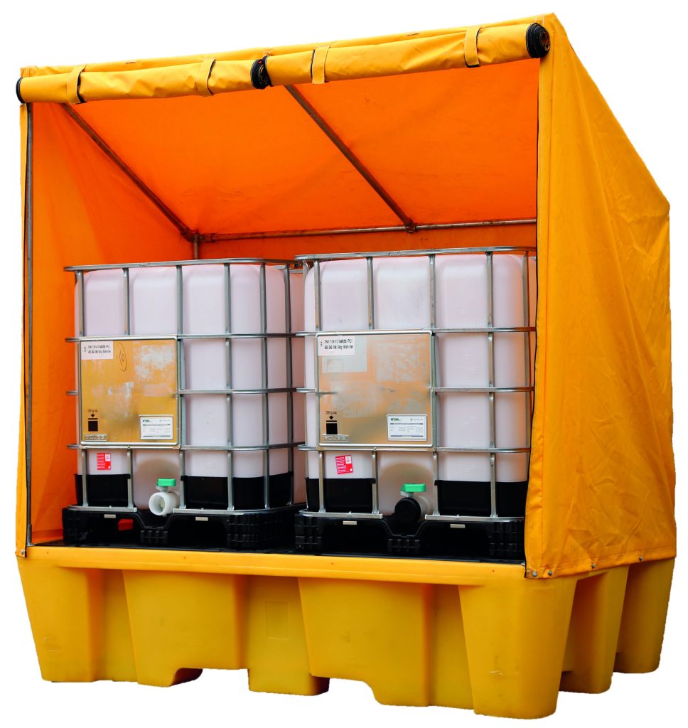 Double IBC Spill Pallet with Framed Cover - Oil and Fuel Spill Kits ...