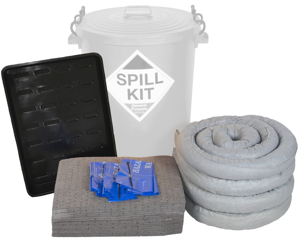 90 litre General Purpose Spill Kit in Grey Drum with Drip-Tray