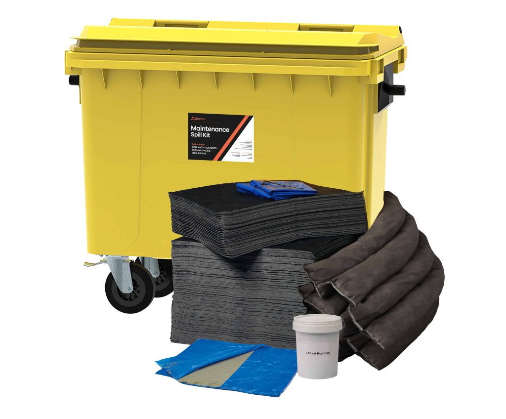 Maintenance Absorbent Spill Kit 400 Litre 4 Wheeled Bin with Drain ...